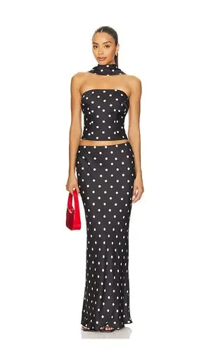 RUNAWAY THE LABEL Blaine Top - Black Polka