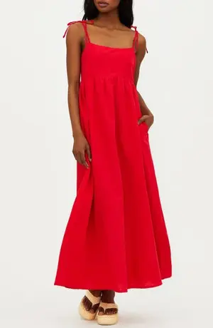 Beach Riot Valory Tie Strap Maxi Dress - Red