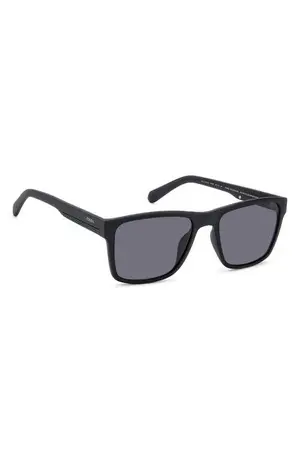 Fossil 56mm Square Sunglasses - Matte Black/ Grey