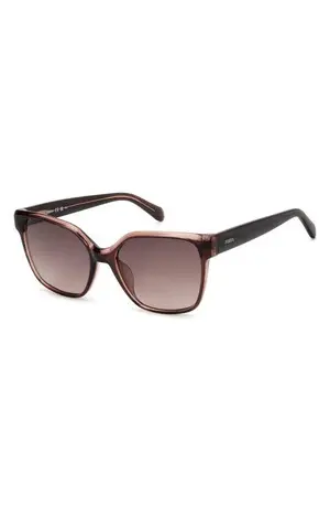 Fossil 55mm Cat Eye Sunglasses - Crystal Grey/ Brown Sf