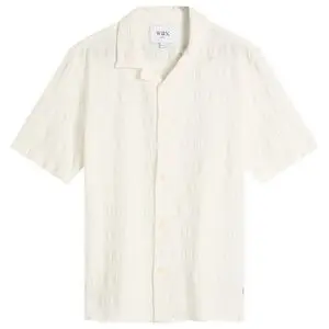 WAX LONDON Didcot Seersucker Waffle Vacation Shirt - Ecru