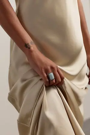 Free People FREE PEOPLE Vintage-Inspired Wolf Ring Silver Amazonite