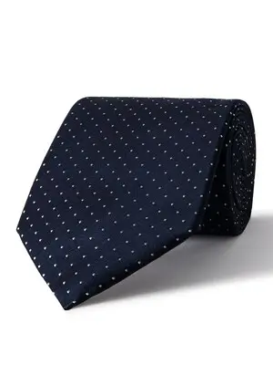 Canali 8cm Polka-dot Silk-satin Neck Tie - Blue