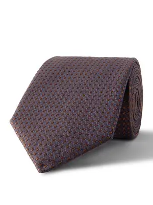 Canali 8cm Silk-jacquard Neck Tie - Burgundy