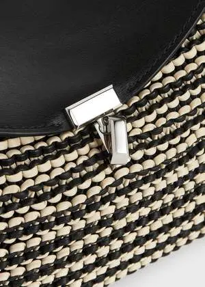 TOTEME T-lock Woven-leather Clutch - Black
