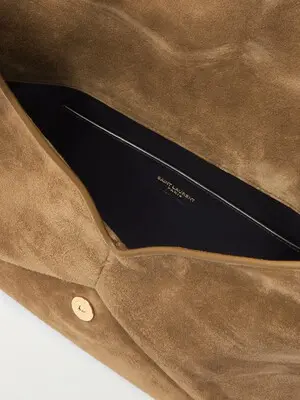 Saint Laurent Cassandre Suede Clutch - Brown