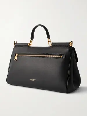 Dolce & Gabbana My Sicily Leather Shoulder Bag - Black