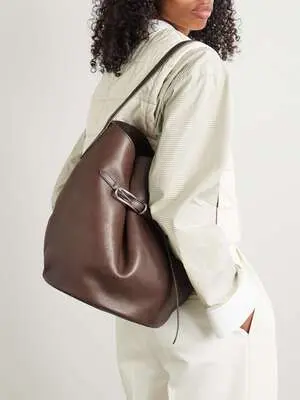 LIFFNER Leather Bucket Bag - Dark Brown