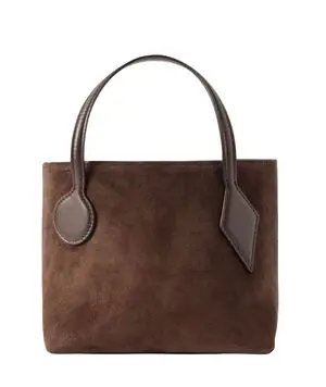 LIFFNER Micro Leather-Trimmed Suede Tote Dark Brown