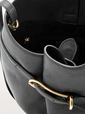 LIFFNER Buckled Leather Bucket Bag - Black