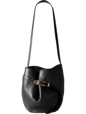 LIFFNER Buckled Leather Bucket Bag - Black