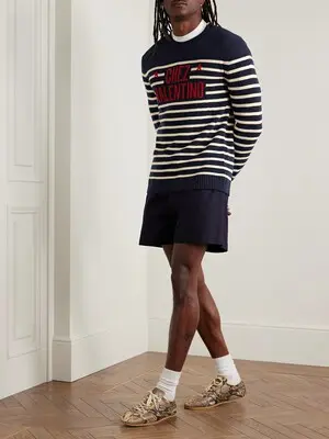 Valentino Garavani Logo-intarsia Striped Virgin Wool Sweater