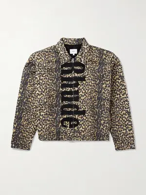 Rhude Logo-appliquéd Leopard-print Bomber Jacket