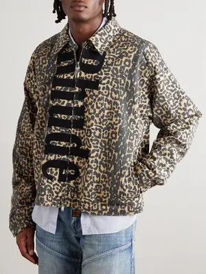 Rhude Logo-appliquéd Leopard-print Bomber Jacket