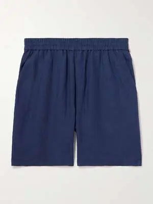 Sunspel Straight-leg Linen Shorts - Navy