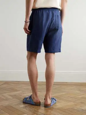 Sunspel Straight-leg Linen Shorts - Navy