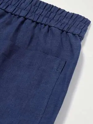 Sunspel Straight-leg Linen Shorts - Navy