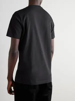 Moncler Logo-flocked Appliquéd Cotton-jersey T-shirt - Black