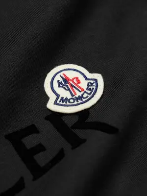 Moncler Logo-flocked Appliquéd Cotton-jersey T-shirt - Black