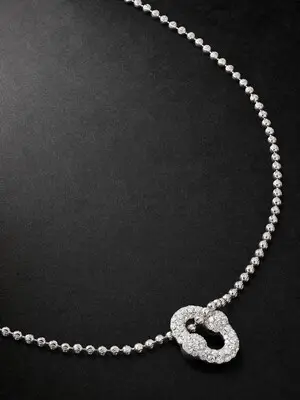 GREG YUNA Umlaut Diamond Ball Chain Necklace - Silver