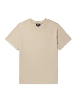 A.p.c. Logo-embroidered Organic Cotton-jersey T-shirt - Neutrals