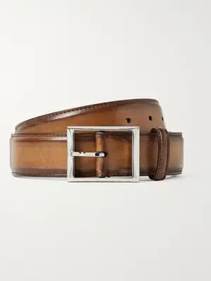 Berluti 3.5cm Classic Leather Belt - Brown