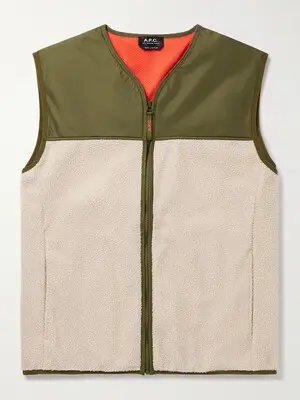 A.p.c. Marty Fleece And Shell Gilet - Neutrals