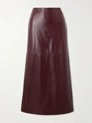 Brunello Cucinelli Paneled Leather Maxi Skirt