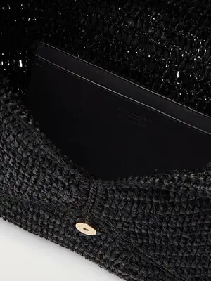 Saint Laurent Cassandre Raffia Clutch - Black
