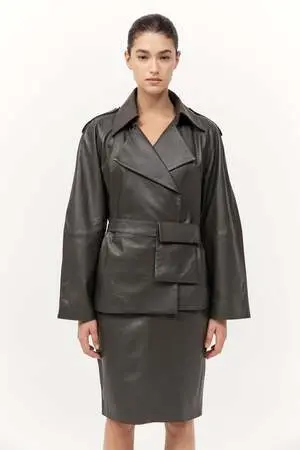 ST AGNI Cropped Leather Trench