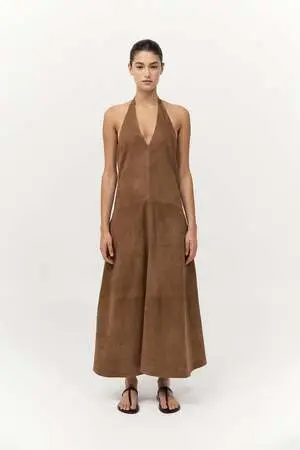 Female V-neck Suede Dresses