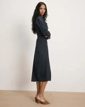 Veronica Beard Lex Stretch Silk Midi Shirtdress