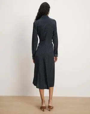 Veronica Beard Lex Stretch Silk Midi Shirtdress