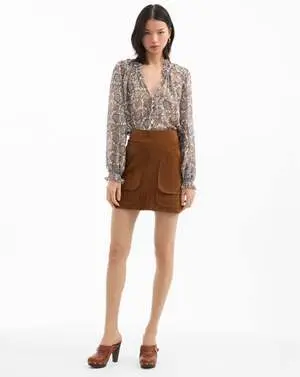 Veronica Beard Norwood Suede Mini Skirt - Whisky