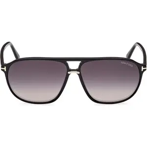 TOM FORD Navigator Sunglasses - Shiny Black / Smoke