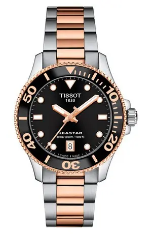 TISSOT Seastar 1000 Two-tone Bracelet Watch - Black