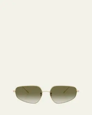 Oliver Spencer Rectangular Metal Sunglasses - Gold2