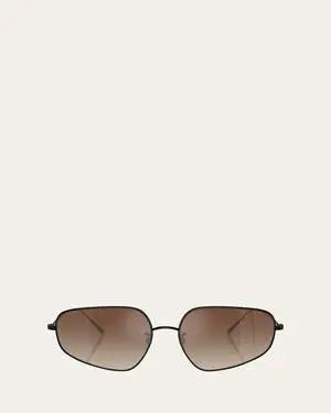 Oliver Spencer Rectangular Metal Sunglasses Matte Black