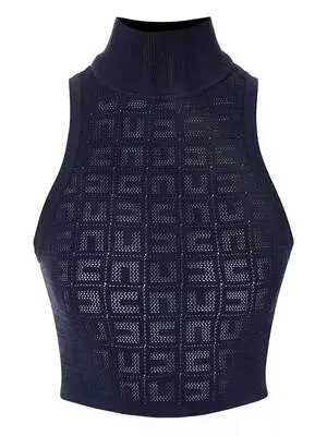 Elisabetta Franchi Logo Mesh High Neck Cropped Top