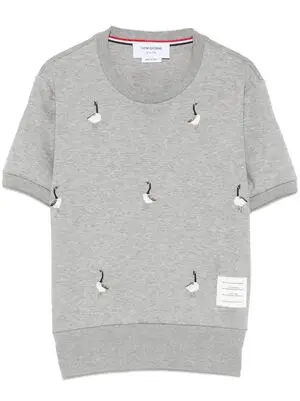Thom Browne Geese-embroidered Cotton T-shirt