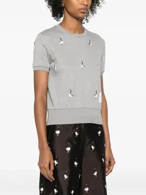 Thom Browne Geese-embroidered Cotton T-shirt