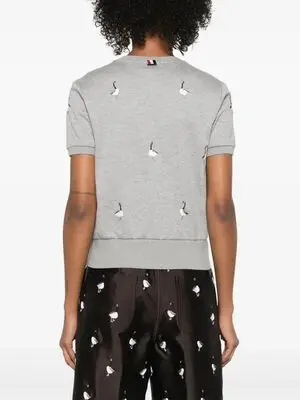 Thom Browne Geese-embroidered Cotton T-shirt