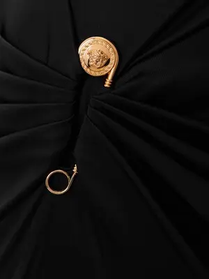 Versace Embellished Draped Stretch-jersey Gown - Black