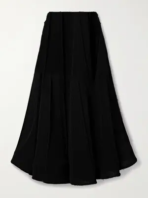 Proenza Schouler Tavia Distressed Knitted Midi Skirt - Black