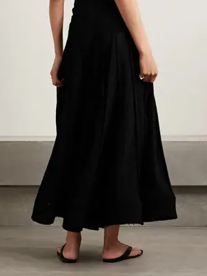 Proenza Schouler Tavia Distressed Knitted Midi Skirt - Black