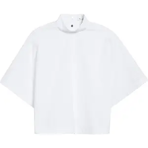 Alaïa Mock Neck Poplin Crop Top
