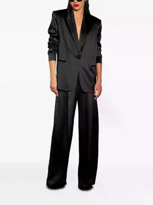 THE SEI Pleated Satin Trousers - Black