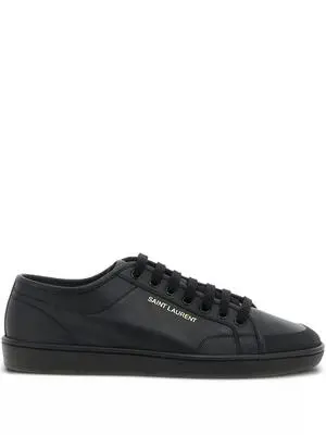Saint Laurent Logo-detail Leather Sneakers - Black
