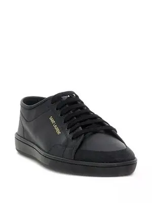 Saint Laurent Logo-detail Leather Sneakers - Black
