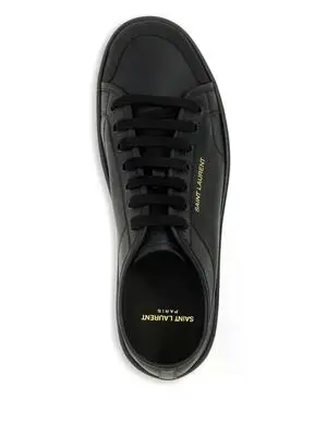 Saint Laurent Logo-detail Leather Sneakers - Black